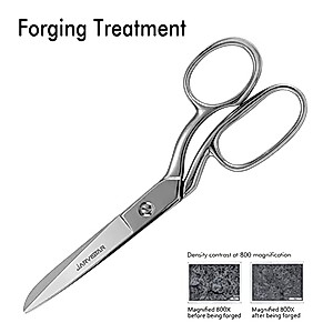 JARVISTAR 8” All Purpose Fabric Tailor Scissors Heavy Duty, Sharp Bent Dressmaker Shears and 4" Precision Small Pointed Embroidery Scissors for Crafts, Thread Needlework, Sewing &Yarn, Stainless Steel
