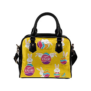 InterestPrint Easter Rabbit and Egg Custom Unique Women's PU Leather Shoulder Bags Handbags