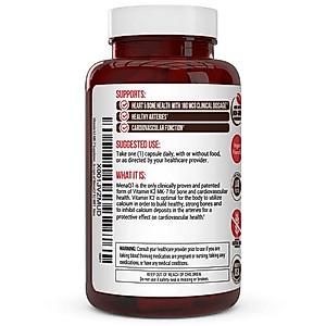Vitamin k2 MK-7 Supplement 180mcg -Vitamin K2 Supports Bone & Heart Health for Cardiovascular Calcium Absorption from Arteries- 60 Easy to Swallow Vegetable caps of MenaQ7 K2 MK7