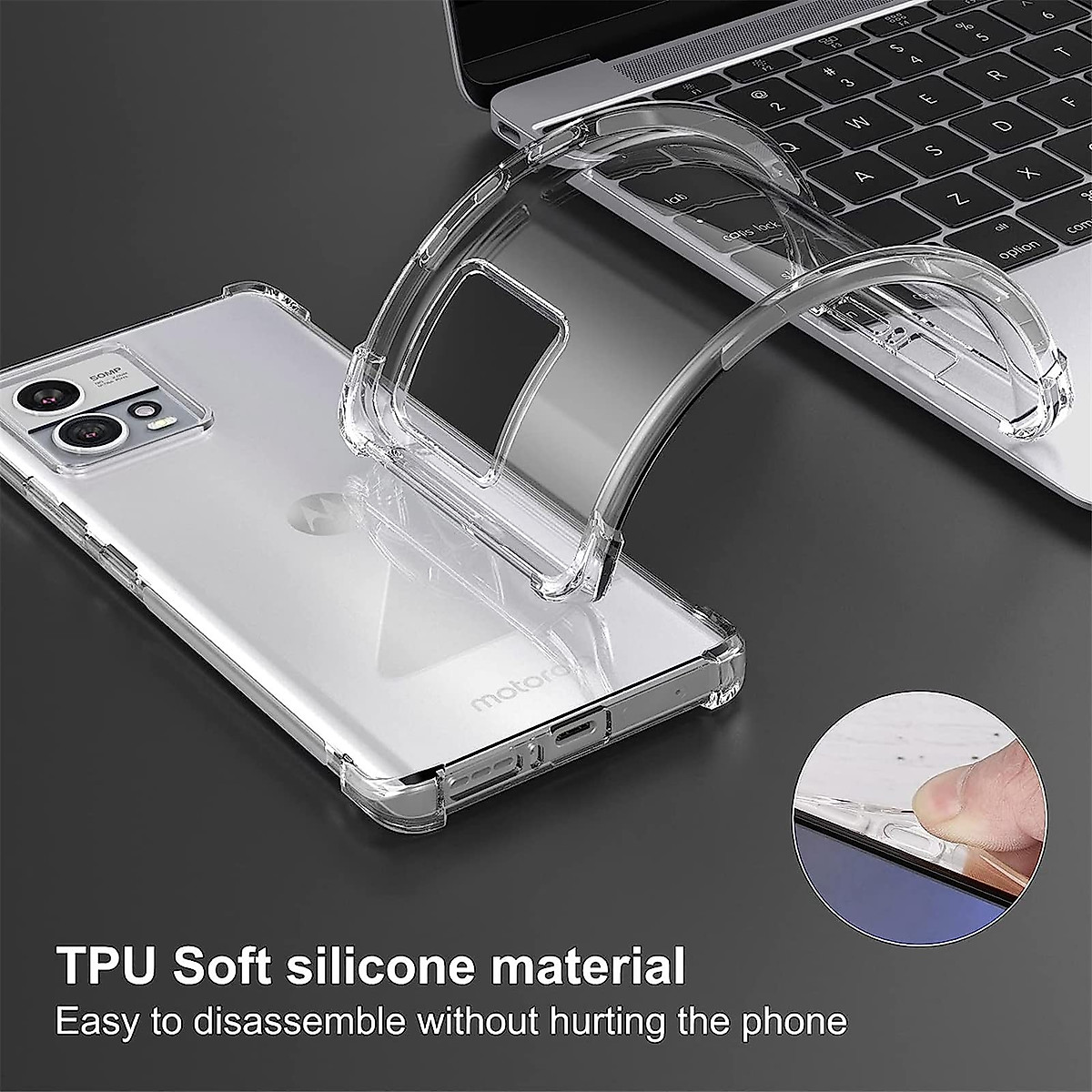 SHYXGLON Clear Ultra Thin Transparent Slim Cover for Motorola Moto ThinkPhone 5G, Soft TPU Flexible Bumper Shockproof Phone Case with Airbag Protection