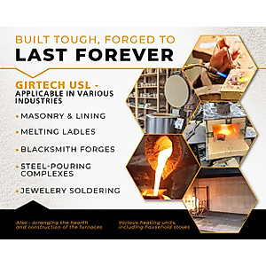 GIRtech USL Intermediate Fire Brick 2500F Pack of 6 Fire Bricks for Internal Lining Heating Units Insulating Warming layer for Fireplace, Steel Furnace, Wood Stove, Ceramic Oven Kiln, Blacksmith Forge