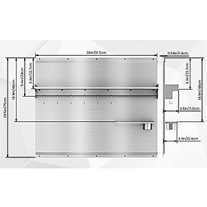 VENFAN Range Backsplash, 36 x 30 Inch Wall-Mounted Stainless Steel Backsplash with Built-in Storage Shelf & Hanging Rack, Stainless Steel Backsplash for Stove Easy Installation