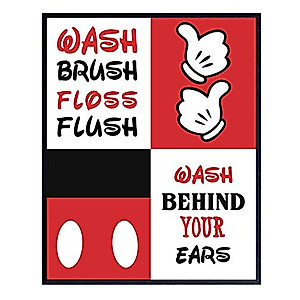 Mickey Bathroom Wall Art Print - Home Decoration, Room Decor For Kids, Childs, Childrens, Baby or Toddlers Bath, Restroom, Powder Room, Guest Bath - Gift for World Fans - 8x10 UNFRAMED print