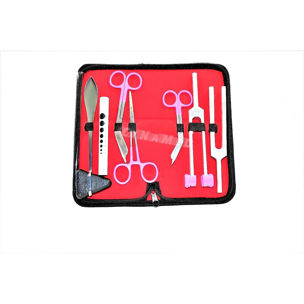 New Premium Set of 7 pcs Reflex Percussion Taylor Hammer Penlight Tuning Fork C 256 C 512 Bandage Scissors 5.5 and 4.5 Inches Hemostat Forceps 5.5 Inches CYNAMED
