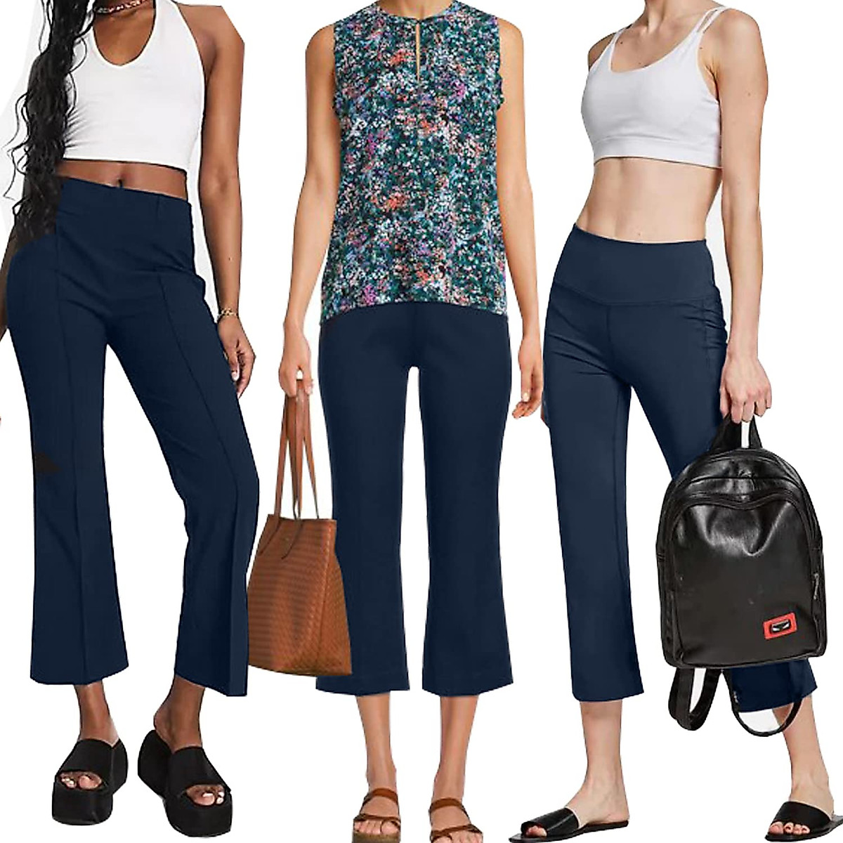 Aoliks Women’s Bootcut Capri Yoga Pants - Capri Flare Leggings for Women High Waist Tummy Control Workout Dress Cropped Pants