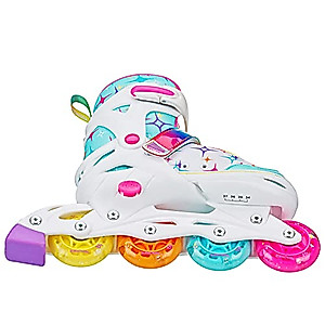 Roller Derby Stryde Youth Adjustable Inline Lighted Wheel Skates Medium White/Teal