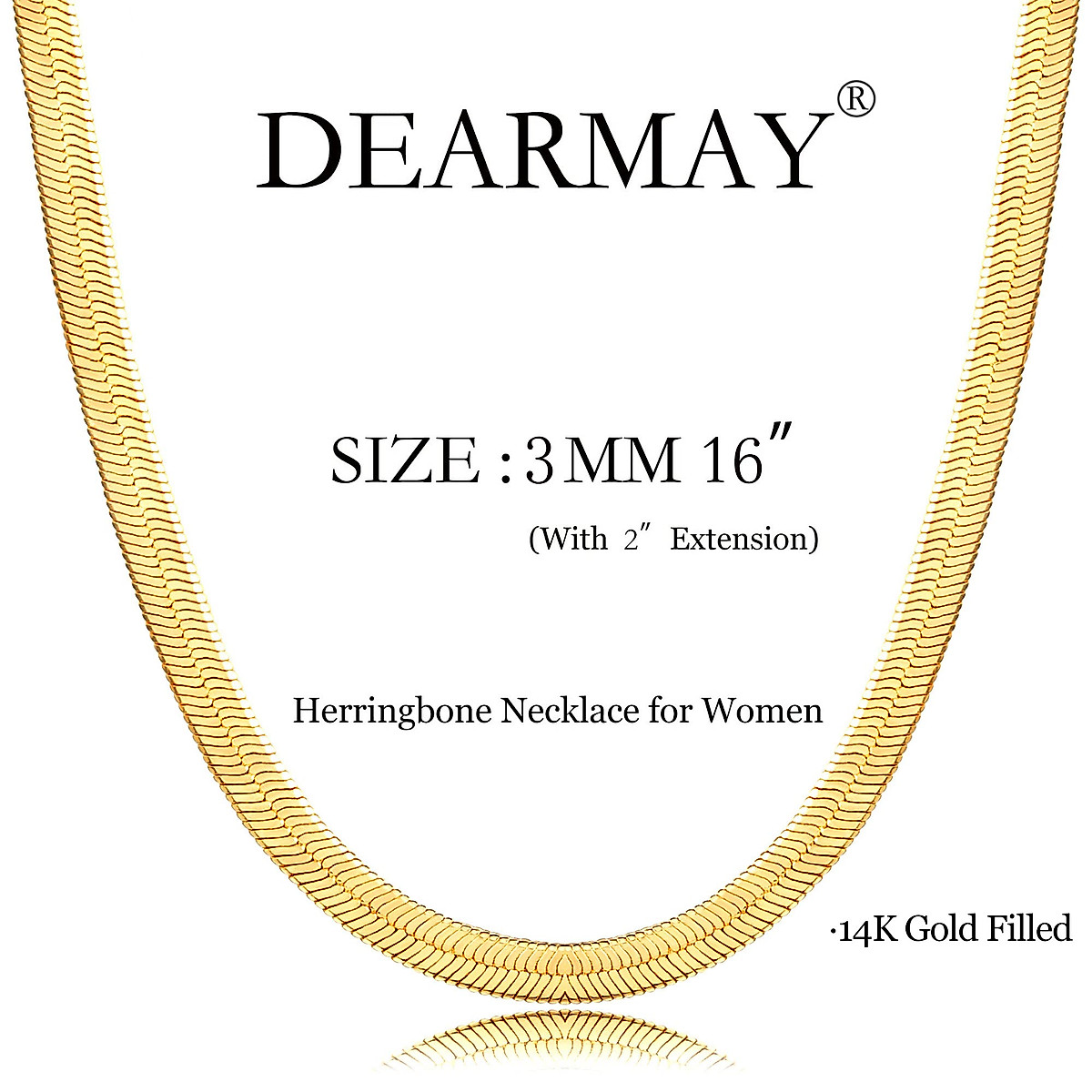 DEARMAY 14K Gold Necklace for Women Dainty Gold Choker Herringbone Necklaces for Women Simple Minimalist Thin Snake Chain Necklace Gold Jewelry for Women Teen Gifts