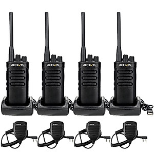 Retevis RB85 Long Range Walkie Talkies, High Power 2 Way Radios with Shoulder Mic, Long Distance Two Way Radios, Noise Canceling, Compact, for Work Warehouse Hotel(4 Pack)