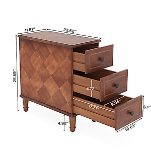 Tribesigns Solid Wood End Table, Fully Assembled Narrow Side Table with Drawers, Pre-Assembled Nightstand Slim Bedside Table for Small Spaces, Living Room, Bedroom, Brown, 2 Pcs