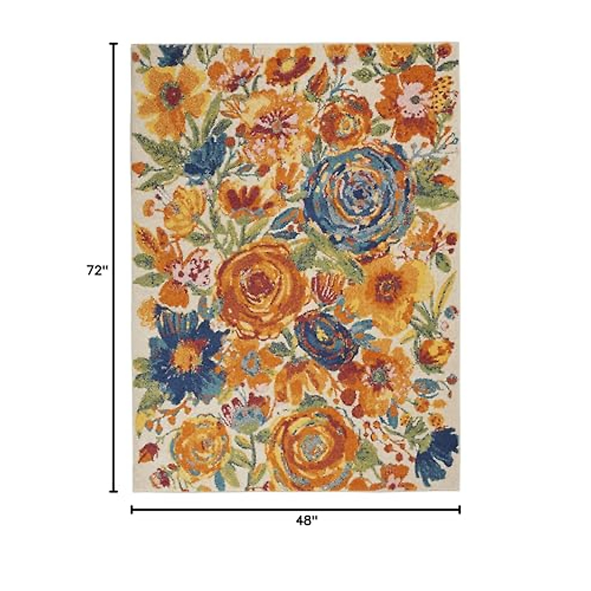 Nourison Allur Modern Floral Ivory Multicolor 4' x 6' Area -Rug, Easy -Cleaning, Non Shedding, Bed Room, Living Room, Dining Room, Kitchen (4x6)