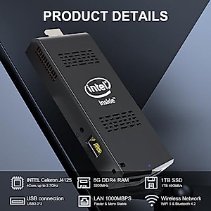 AIOEXPC Mini PC Stick Intel Celeron J4125 Windows 11 Pro 8GB DDR4 1TB SSD Compute Stick Support 4K HD, Gigabit Ethernet, 2.4G+5.0G Dual Band Wi-Fi, USB 3.0 Port, Bluetooh 4.2