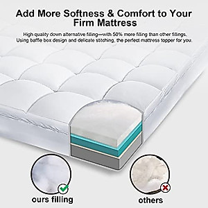 Mattress Topper California King, BedsPick Pillow top Mattress Padded Cover Washable, Soft Plush Mattress Pad Overfilled with Down Alternative, Quilted Cal King Bed Toppers Fitted Deep Pocket