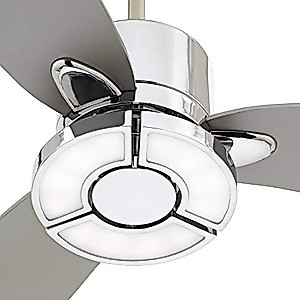 Possini Euro Design 56" Vengeance Modern 3 Blade Indoor Ceiling Fan with LED Light Remote Control Chrome Silver White Diffuser for Living Kitchen House Bedroom Family Dining Home Office Kids Room