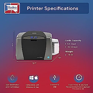 Bodno Fargo DTC1250e Single Sided ID Card Printer & Complete Supplies Package with Bronze Edition Software