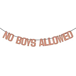 No Boys Allowed Banner, Women Bride Bachelorette Decorations, Bride to Be Banner, Bachelorette Party Decorations, Bride Pajamas Party Supplies Rose Gold Glitter
