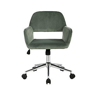 Geniqua Cactus Green Velvet Office Chair Swivel Task Chair Adjustable Mid Height Casters Rolling Computer Chair Modern for Home Office