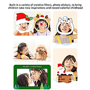 QSYY Children's Camera Dual Lens 48 MP High-Definition 3.0-Inch IPS Screen with Stickers and Cartoon Protective Cover, Data Cable Lanyard, Gifts for Boys and Girls,Red