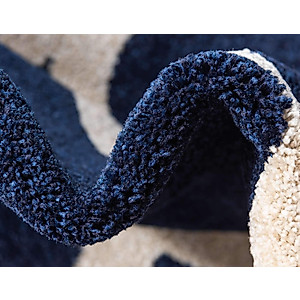 Unique Loom Trellis Collection Modern Morroccan Inspired with Lattice Design Area Rug, 7' 1" x 10' Rectangle, Navy Blue/Beige