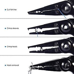Dr.meter Aluminum Fishing Pliers, Saltwater Resistant Fishing Gear, Tungsten Carbide Cutters Split Ring Pliers Hook Remover Fish Holder with Fishing Gripper and Fishing Gloves, Fishing Gifts for Men