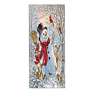 Groamaup Winter Birds Snowman Christmas Snow Soft Hand Towels Bath Fingertip Towel Decorative Multipurpose for Home Kitchen Swim Spa 12 X 27.5 Inches