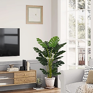 VIAGDO Artificial Monstera Deliciosa Plant 43in Tall 11 Decorative Split Leaves Plant Faux Swiss Cheese Plant Fake Tropical Monstera Palm Tree for Home Office Living Room Garden Floor Decor, 2Pack