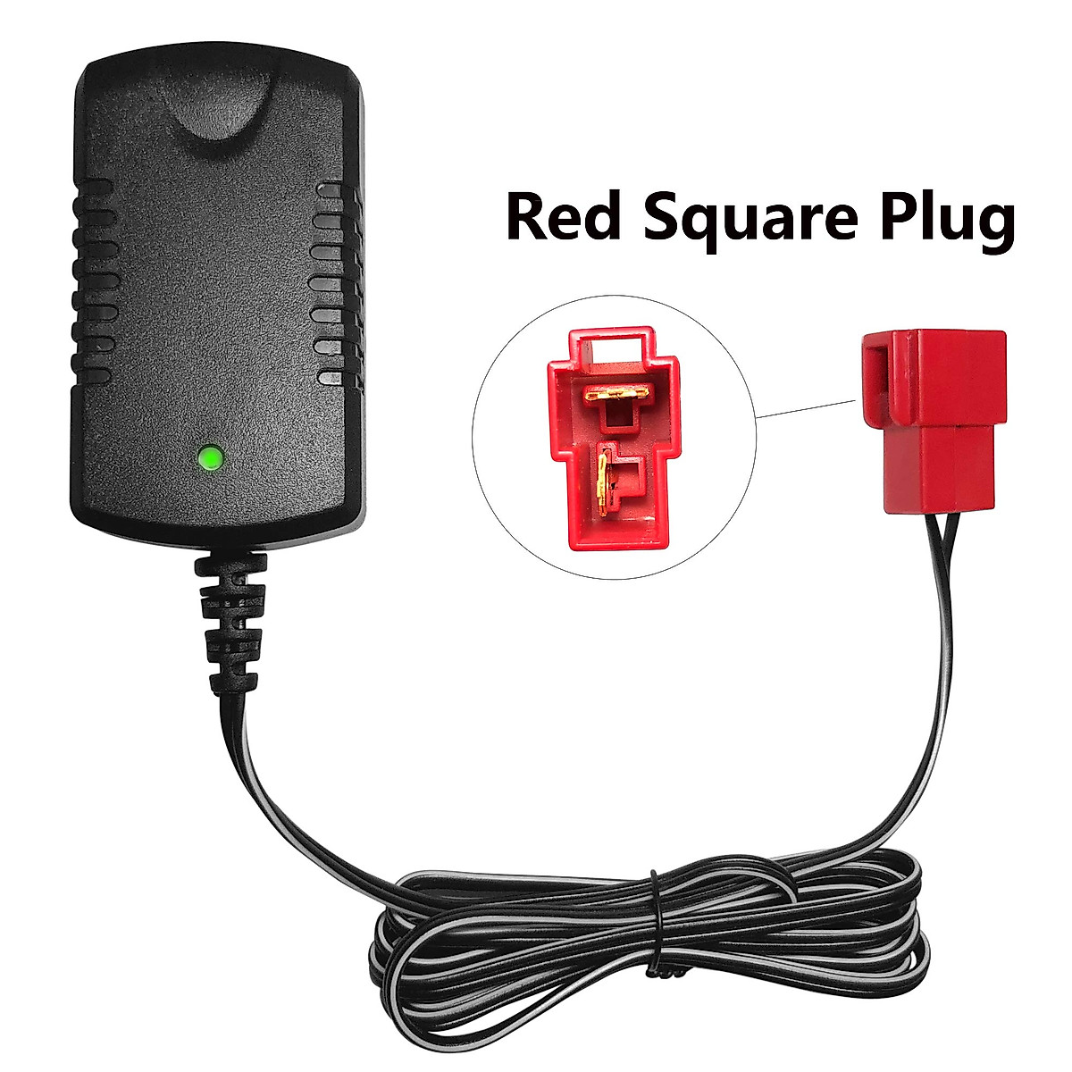 6V Charger with Square-Type Plug for 6Volt Battery, 7V800ma for 6V Child Ride On Car Rollplay Kid Trax Disney Frozen White Toddler Wildfire Quad