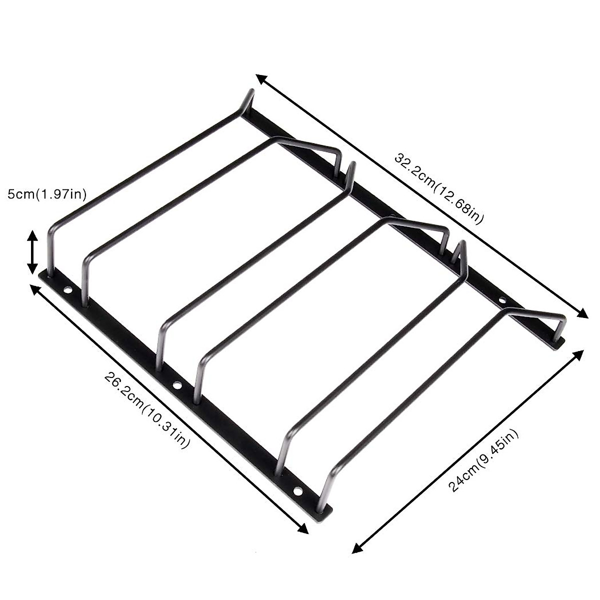 Dianoo 24CM Wine Glass Rack Under Cabinet Black, Stemware Rack, Wire Hanging Rack, Wine Glass Holder With Screws, 3 Rows