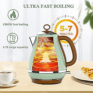 Evoloop 1.7L Electric Kettles, BPA Free Tea Kettle, Hot Water Boiler Heater, Stainless Steel Teapot, Auto Shut-Off & Boil-Dry Protection, 120V/1500W