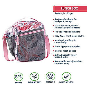 Insulated Lunch Box for School and Work, Expandable Lunch Bag, Thermal Reusable Small Lunch Cooler Tote Bag for Kids, Boys, Girls, Men, Women (Tropical Flowers)