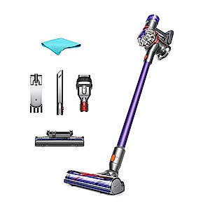 Dyson V8 Origin+ Cordless Stick Vacuum Cleaner | Purple, HEPA Filter, Bagless, Telescopic Handle, Rotating Brushes, Battery Operated, Up to 40 Min Runtime, 2-Year Warranty, with 5AVE Microfiber Cloth