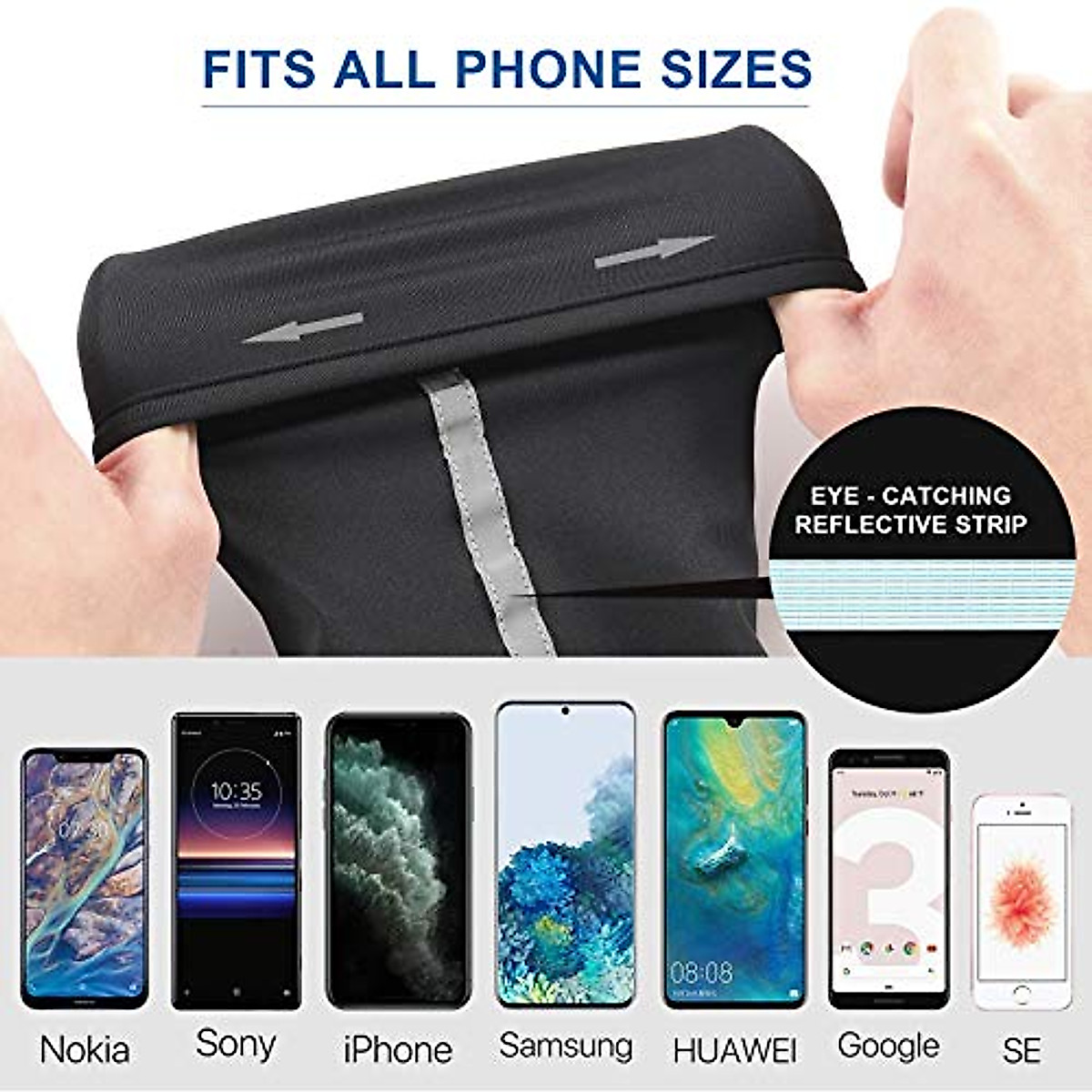 Easyports 2 Pocket Wrist Wallet Wrist Cell Phone Holder, Ankle Wallet, Sweat Bands, Armband, Hidden Pouch, Wristlet Wallet for Travel, Outdoor Sports Running.