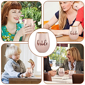 homeconlin Bride Gifts - Bridal Shower Gift - Bride Wine Glass - Gifts for Bride to be, Newly Engaged,Wedding, Engagement, Bachelorette Rose Gold