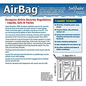 Snopake Airport Bags Clear Plastic Travel For Liquids - TSA Approved - Pack 5