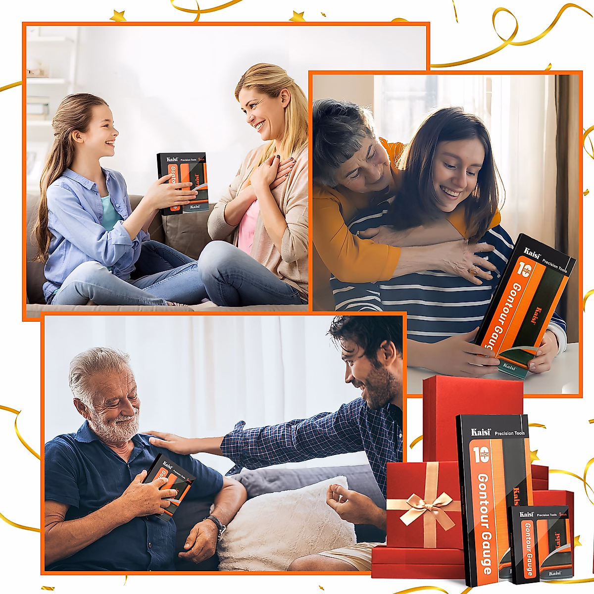 Kaisi Contour Gauge 5+10 Inch-Super Gauge Profile Tool Shape And Outline Tool supergauge Duplicator Flooring Tools Adjustable Lock Precisely Copy Irregular Shape