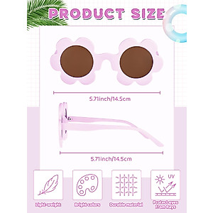 Kanayu 12 Pairs Christmas Flower Sunglasses 5.71 Inch Adult Round Uv Protection Flower Glasses Colorful Eyewear for Women Men(Multicolor)