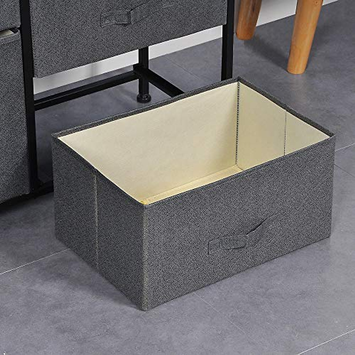 4HOMART Dresser Organizer with 5 Drawers Cloth Cabinet Storage Shelf Unit with Easy Pull Linen Fabric Bins Storage Tower Unit for Bedroom, Hallway, Closet, Office Organization