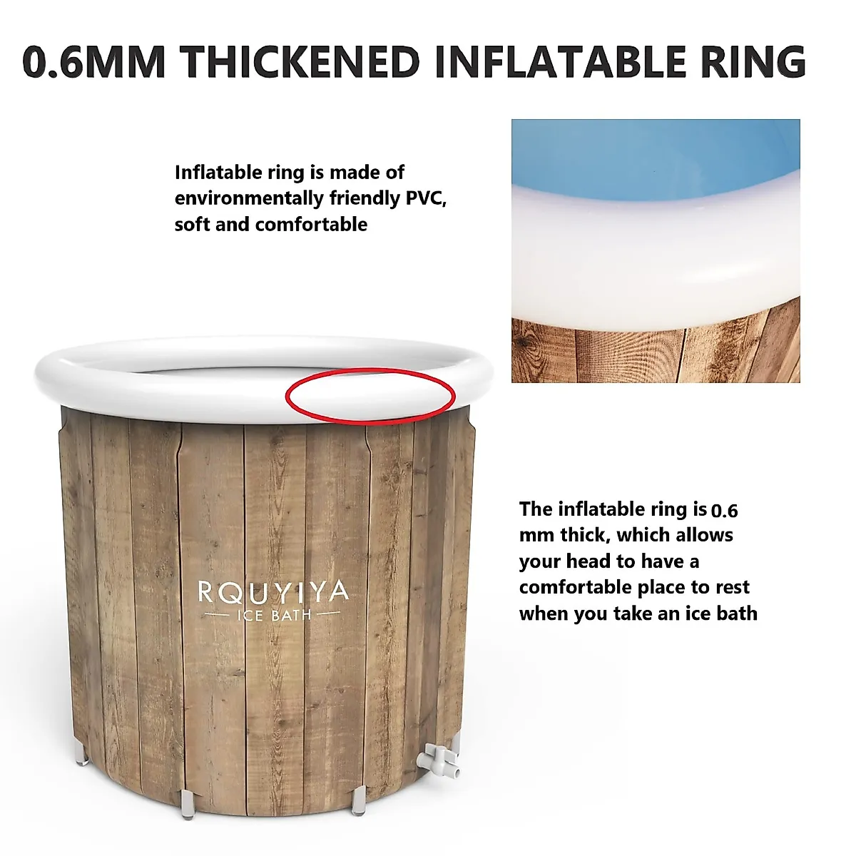 RQUYIYA Portable Ice Bath Ice Bathtub Pod Cold Plunge Tub Athletes Recovery Cold Water Tub Outdoor with Hand Pump Protective Cover for Adult Fitness Pro Upgrade