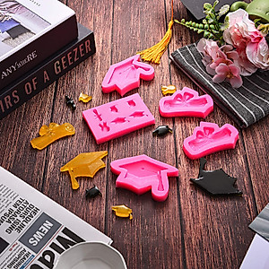 5 Pieces 2024 Graduation Silicone Mold Set Graduation Kitchen Baking Mold Chocolate Candy Fondant Mold Grad Cap Diploma Scroll Chocolate Silicone Mold for Grad Party Cake Cupcake Topper Decoration