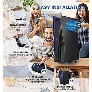 PS5 Faceplate Cooling Version PS5 Plate Cover Skin for Playstation 5 Disc Edition Upgraded Turbo Vents PS5 Replacement Side Plate Hard Shockproof ABS Anti-Scratch PS5 Plate Case Cooling Matte Black