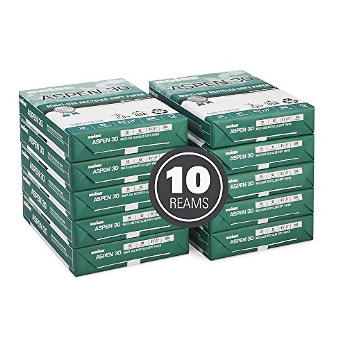 Boise Paper 30% Recycled Multi-Use Copy Paper, 8.5" x 11" Letter, 92 Bright White, 20 lb, 10 Ream Carton (5,000 Sheets)