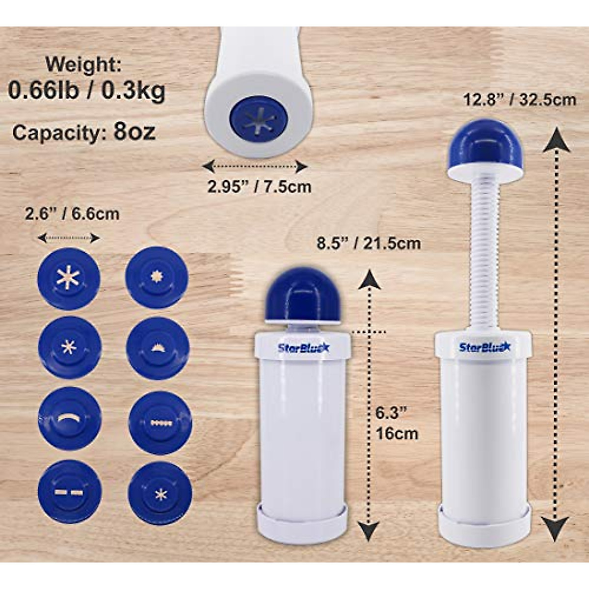 Churrera Churro Maker by StarBlue with FREE Recipe e-Book - Easy tool for Deep Fry churro in 8 difference shapes