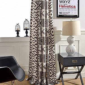 Melodieux Black Geometric Style Room Darkening Grommet Curtains for Living Room Dining Room Bedroom, 52 by 84 Inch, 2 Panels