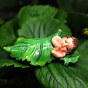 Danmu 4Pcs of Polyresin Mini Size Sleeping Fairy Miniature Figurines, Fairy Garden Accessories, Fairy Garden Supplies, Fairy Garden Animals for Fairy Garden, Bonsai Craft Decor 1 4/5" x 9/10" x 1/2"