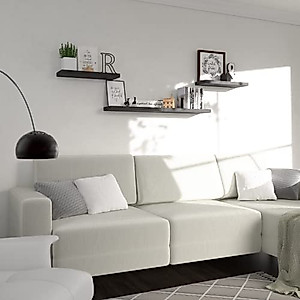 DOLLFIO Floating Shelves, 4 Sets Wall Shelves, Wooden Floating Shelves for Wall Décor, Wall Mounted Floating Shelf for Bathroom Storage, Floating Book Shelves for Wall, Bedroom, Living Room–Black