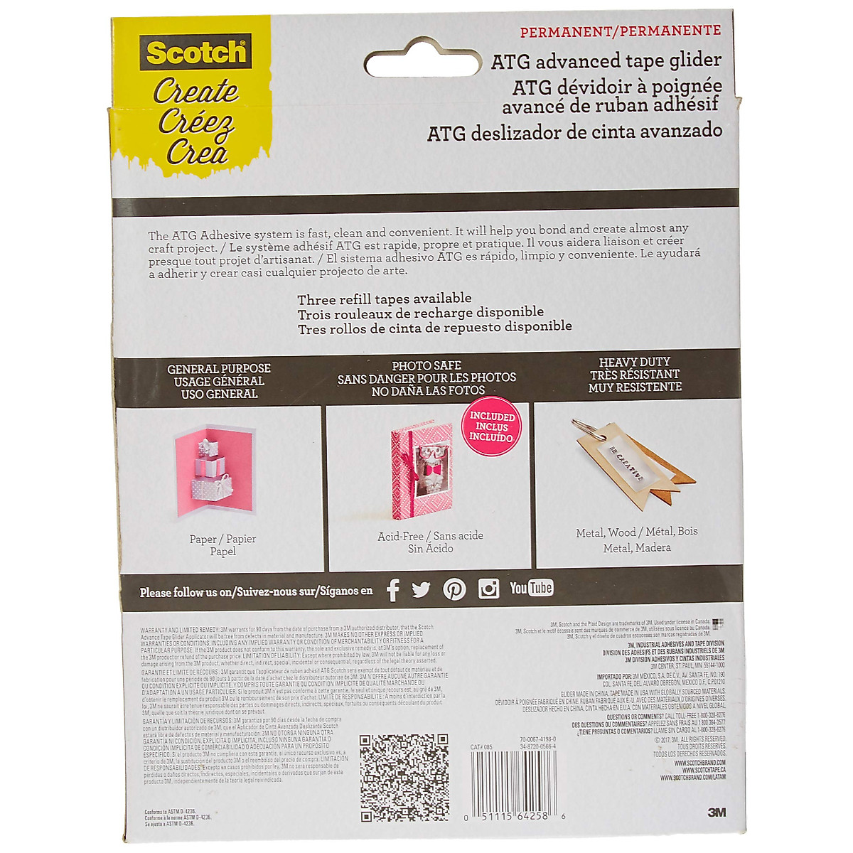 Scotch Advanced Tape Glider, Pink Applicator with 2 Rolls of 1/4 intape, Cat #085, 1 kit/Carton