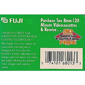 FUJI MP P6-120 DS N 8mm Videocassette Tapes, 2 Pack w/Bonus