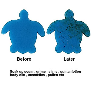tchrules 16 Pcs Oil Absorbing Scum Sponge for Hot Tub Accessories, Swimming Pool and Spa Reusable, Absorb Oil Slime Grime and Scum (Blue Turtle)
