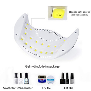 Gel UV LED Nail Polish Lamp, LKE Nail Dryer 40W LED Light with 3 Timers Professional for Nail Art Tools Accessories White