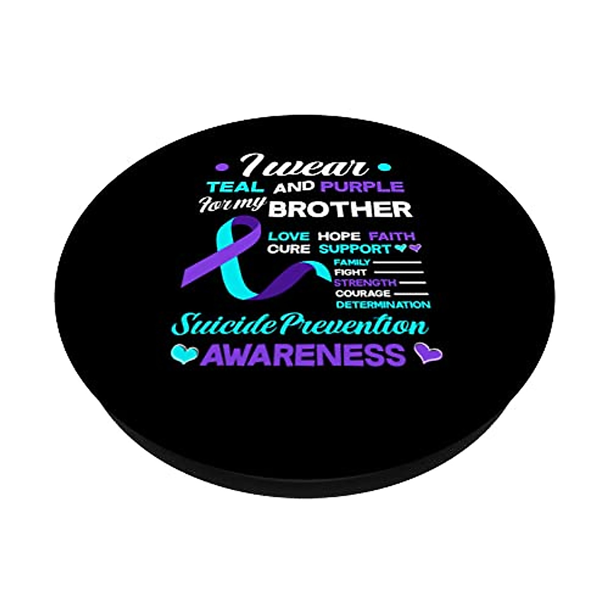 I Wear Teal & Purple For My Brother Suicide Prevention PopSockets Swappable PopGrip