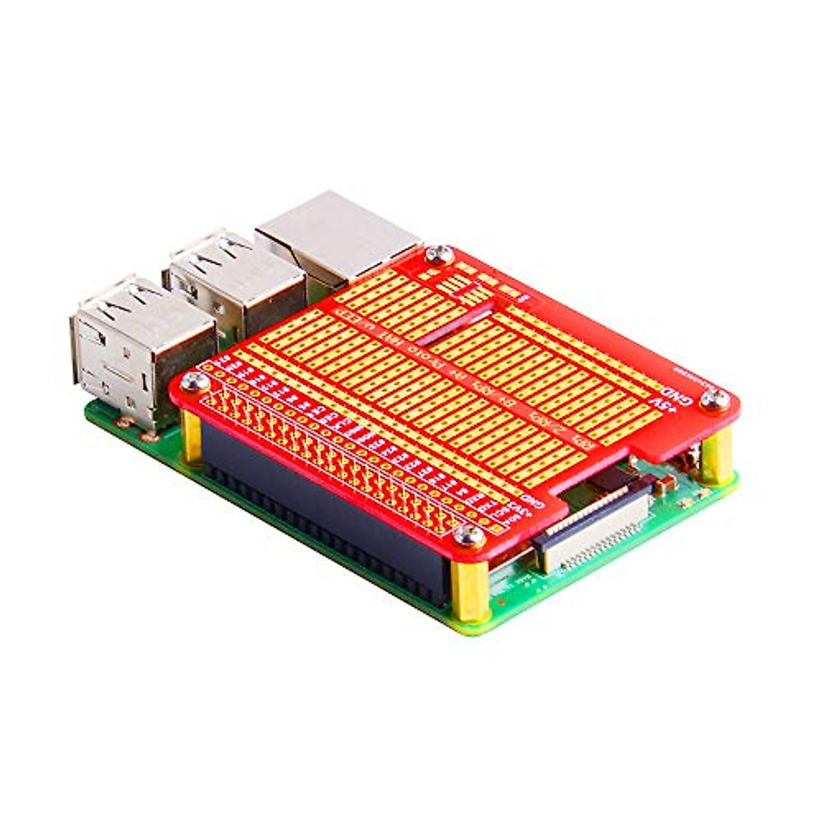 GeeekPi 4X Prototype Breakout DIY Breadboard PCB Shield Board Kit for Raspberry Pi 4 3 2 B+ A+ (Red)